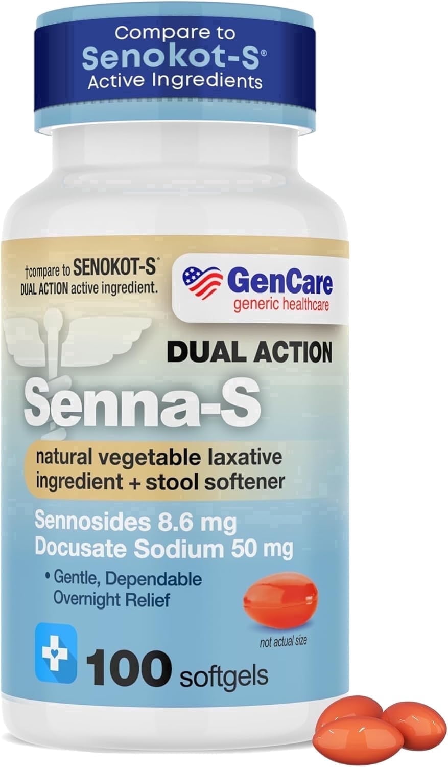 GenCare Stool Softener and Senna Laxative with Docusate Sodium 50mg for ...