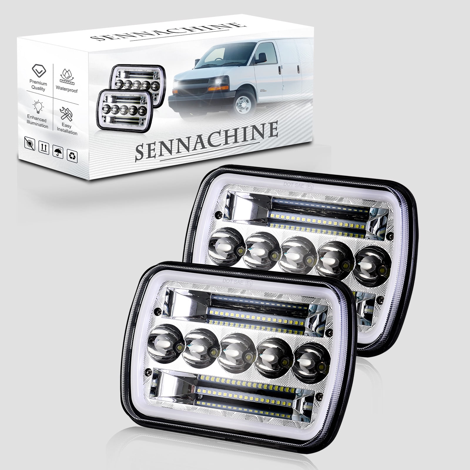 Sennachine Pair for Chevy Express Cargo Van 1500 2500 3500 Pair 7x6 5x7 ...