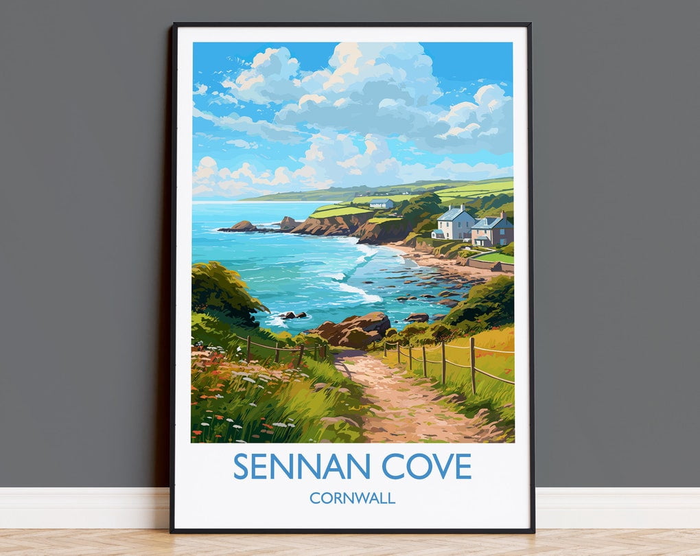 Sennan Cove Travel Poster, Travel Print Of Sennan Cove, England ...