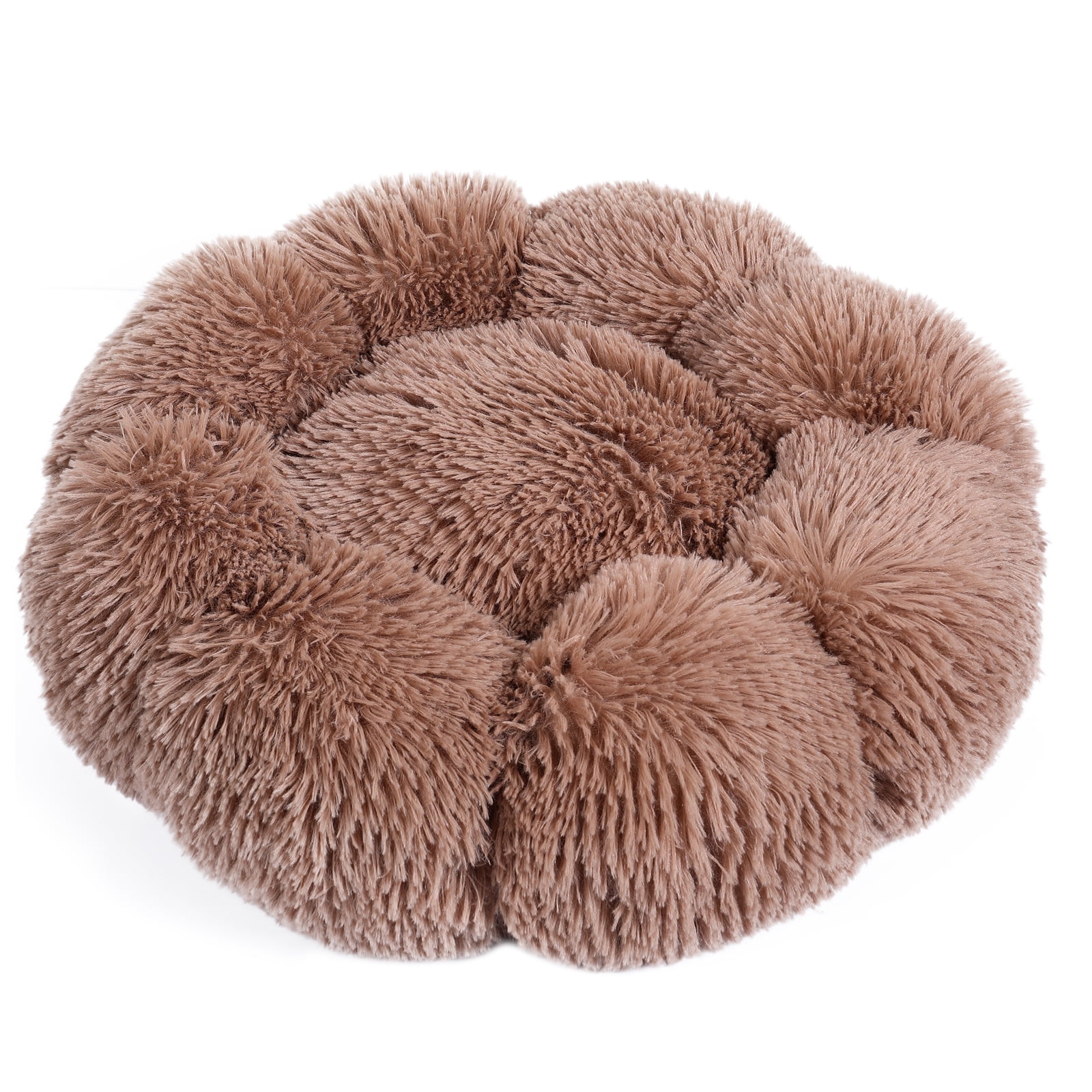 Sennaux Calming Pet Bed Soft Plush for Dogs & Cats, Washable, Khaki, 19 ...