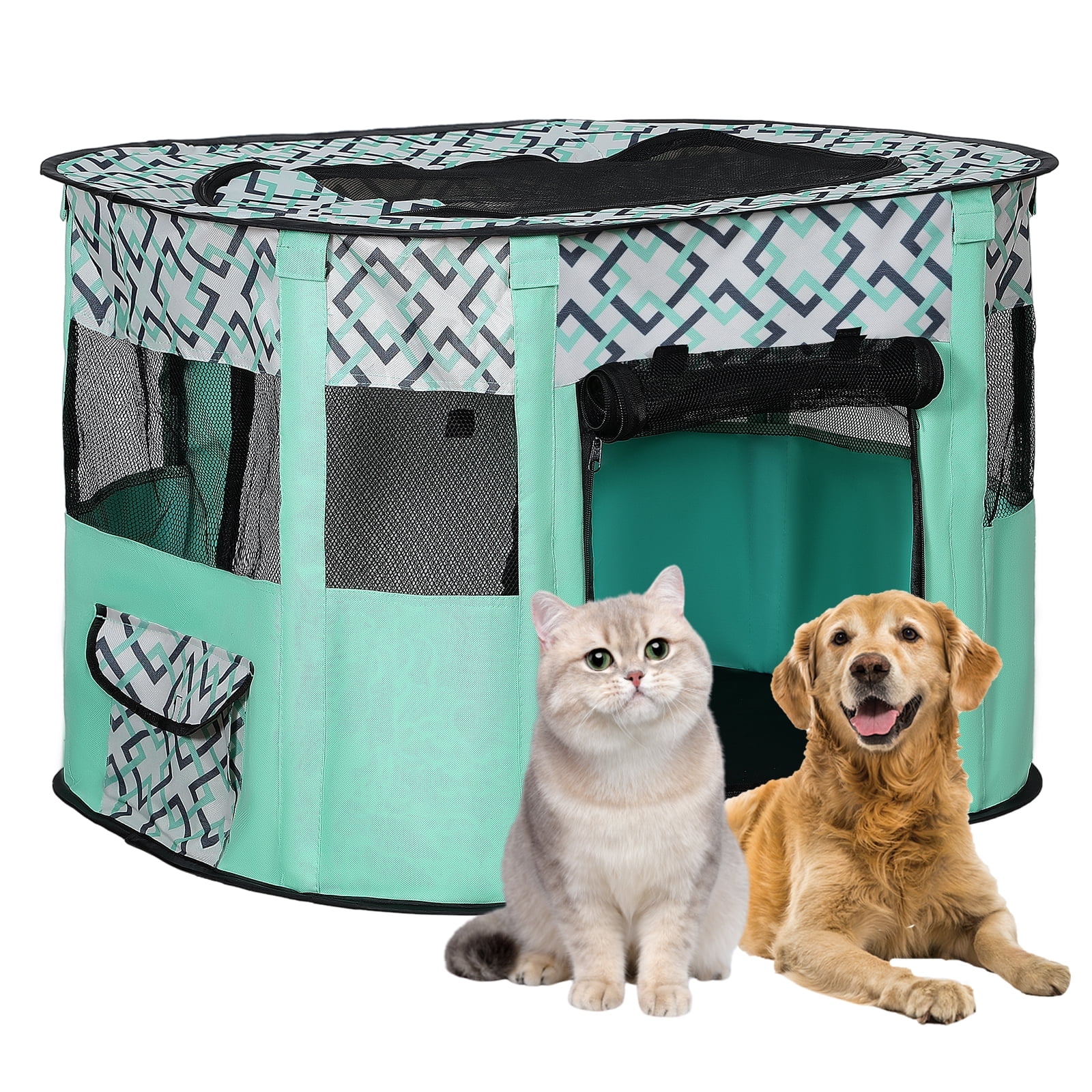 Sennaux Portable Pet Playpen Foldable Dog Crate Kennel Tent for Dogs ...