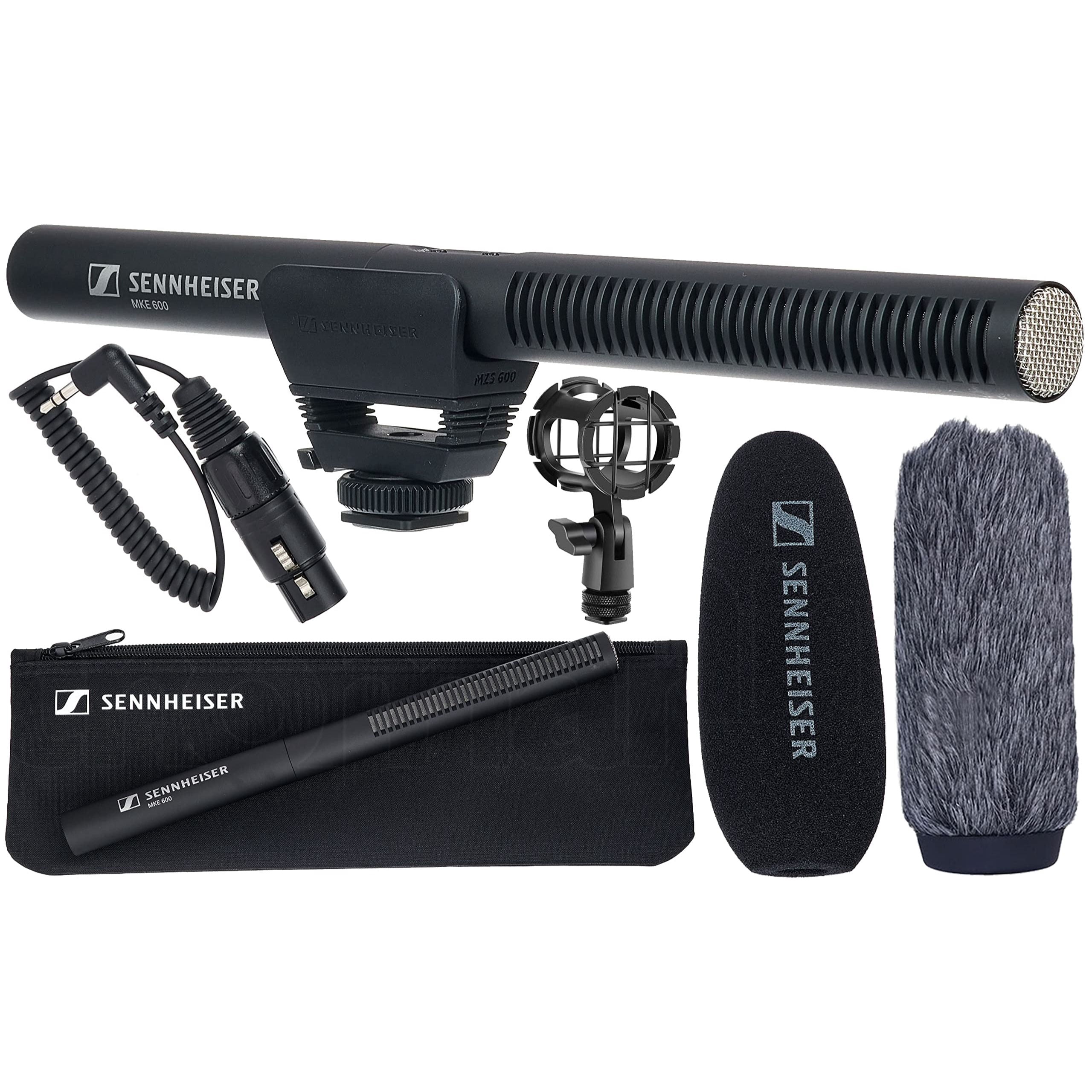 Sennheiser MKE 600 Shotgun Microphone Kit with Shockmount, XLR Adapter ...