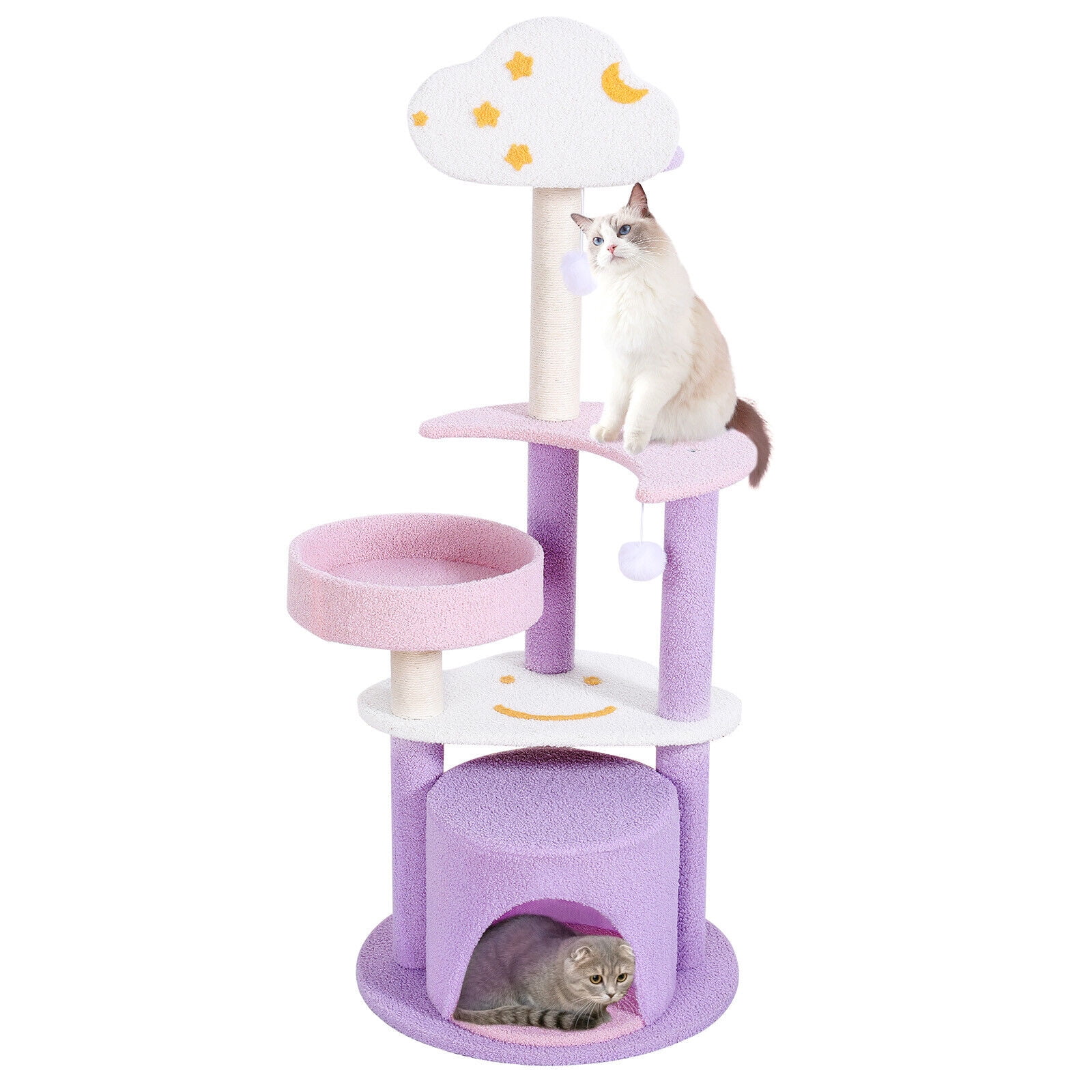 Sennuax 49" Cat Tree Tower with Sisal Scratching Posts Condo for Indoor ...
