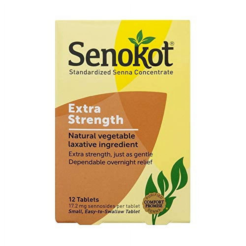 Senokot Extra Strength Natural Vegetable Laxative, 12 Tablets (Value ...