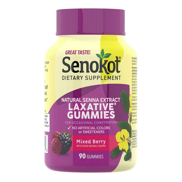 Senokot Natural Senna Extract Laxative Gummies, Mixed Berry (90 Count ...