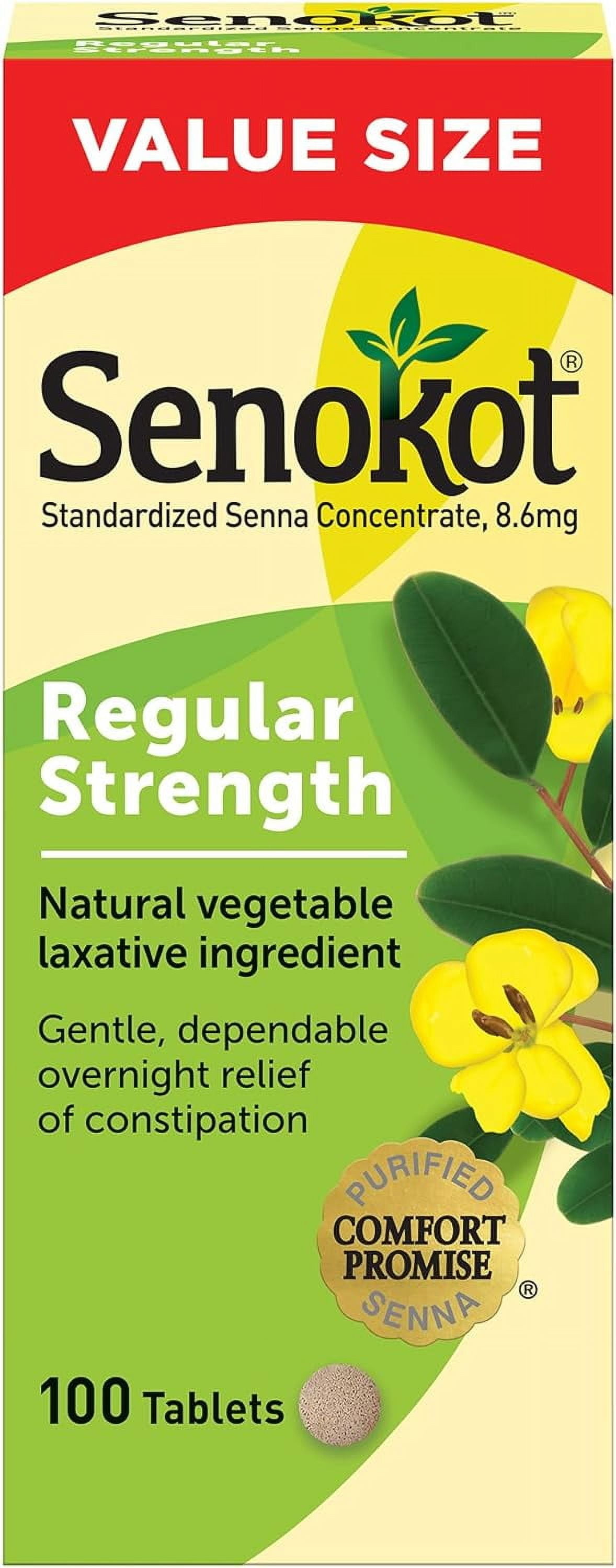 Senokot Natural Vegetable Laxative Tablets 100ct - Gentle Overnight ...