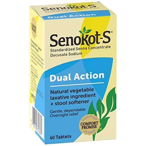 Senokot-S Dual Action Natural Vegetable Laxative Ingredient Plus Stool ...