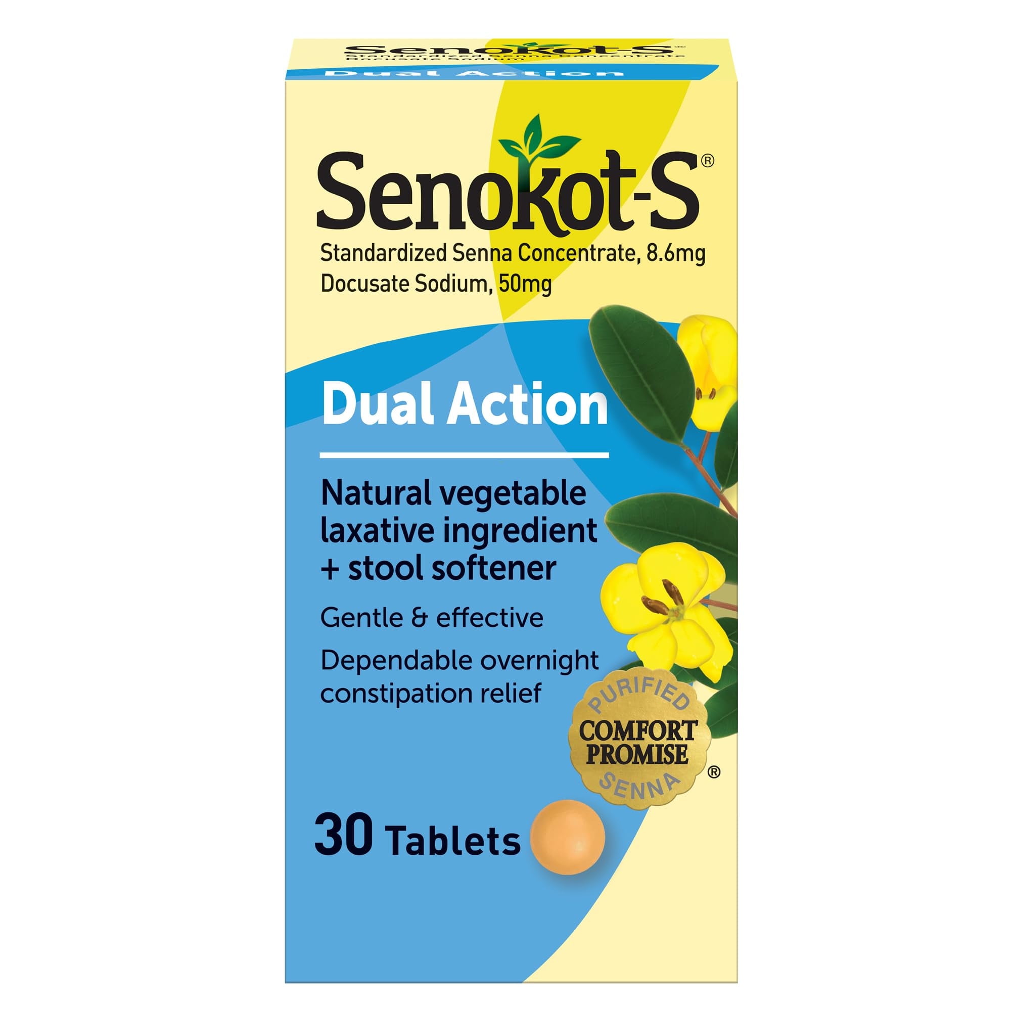 Senokot S Dual Action Natural Vegetable Laxative Ingredient Plus Stool ...