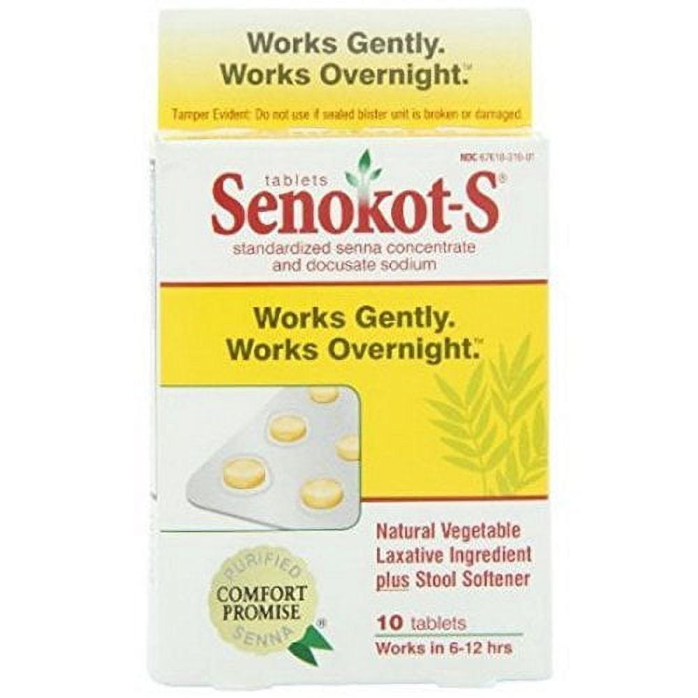Senokot-S Natural Vegetable Laxative Plus Stool Softener Tablets, 10ct ...