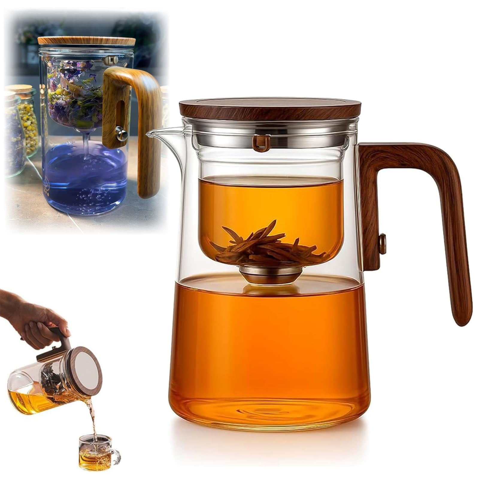 Senomi Infusion Glass Pot, Magnetic Tea Pot with Infusers For Loose Tea, Senomi Tea, Water ...
