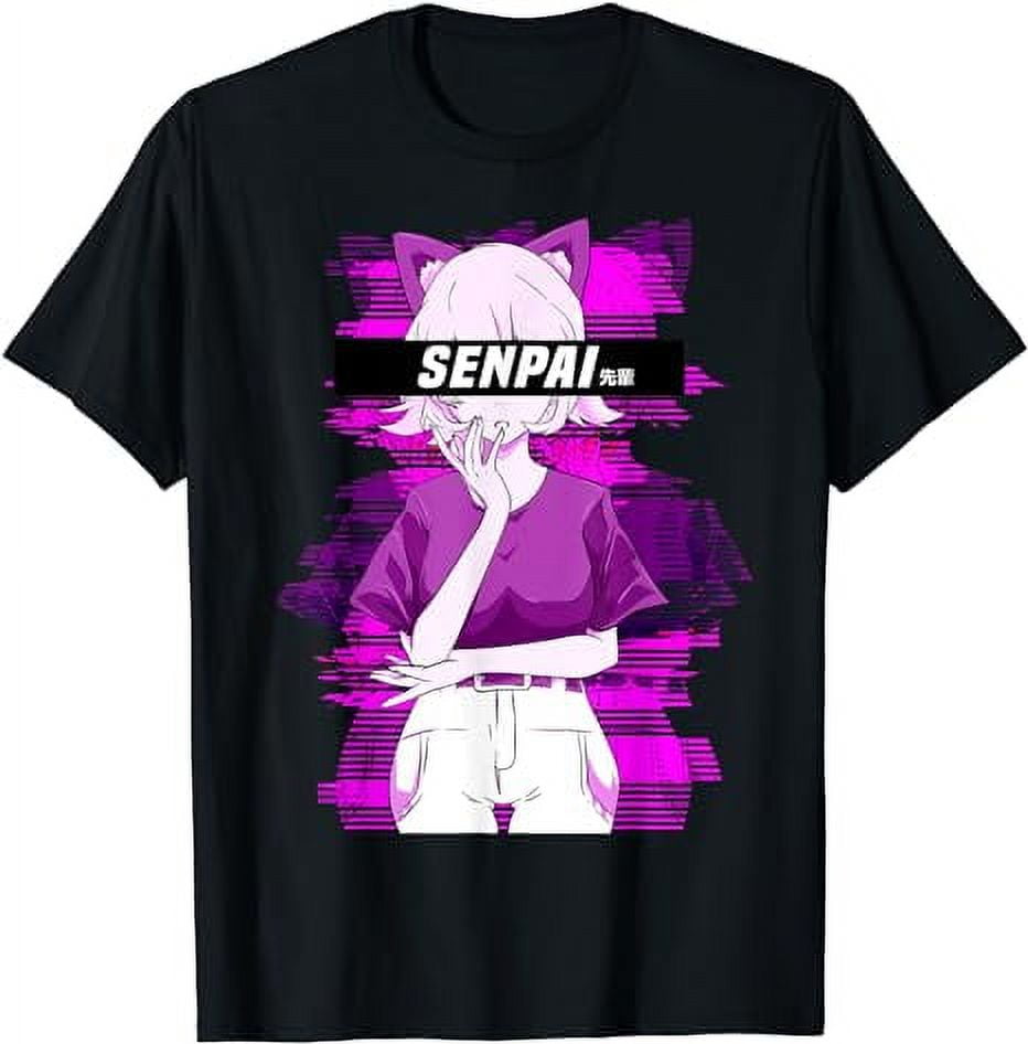 Senpai Anime Girl Vaporwave Manga Waifu Notice Me K-POP Gift T-Shirt ...