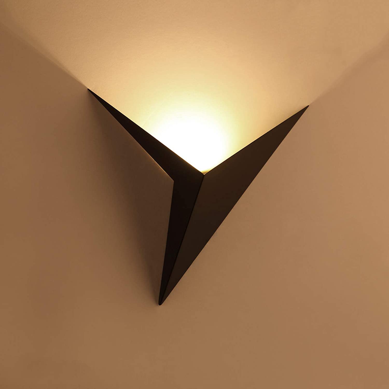 Senqiu Led Wall Light, Modern Black Triangular Wall Light, 3W Power ...