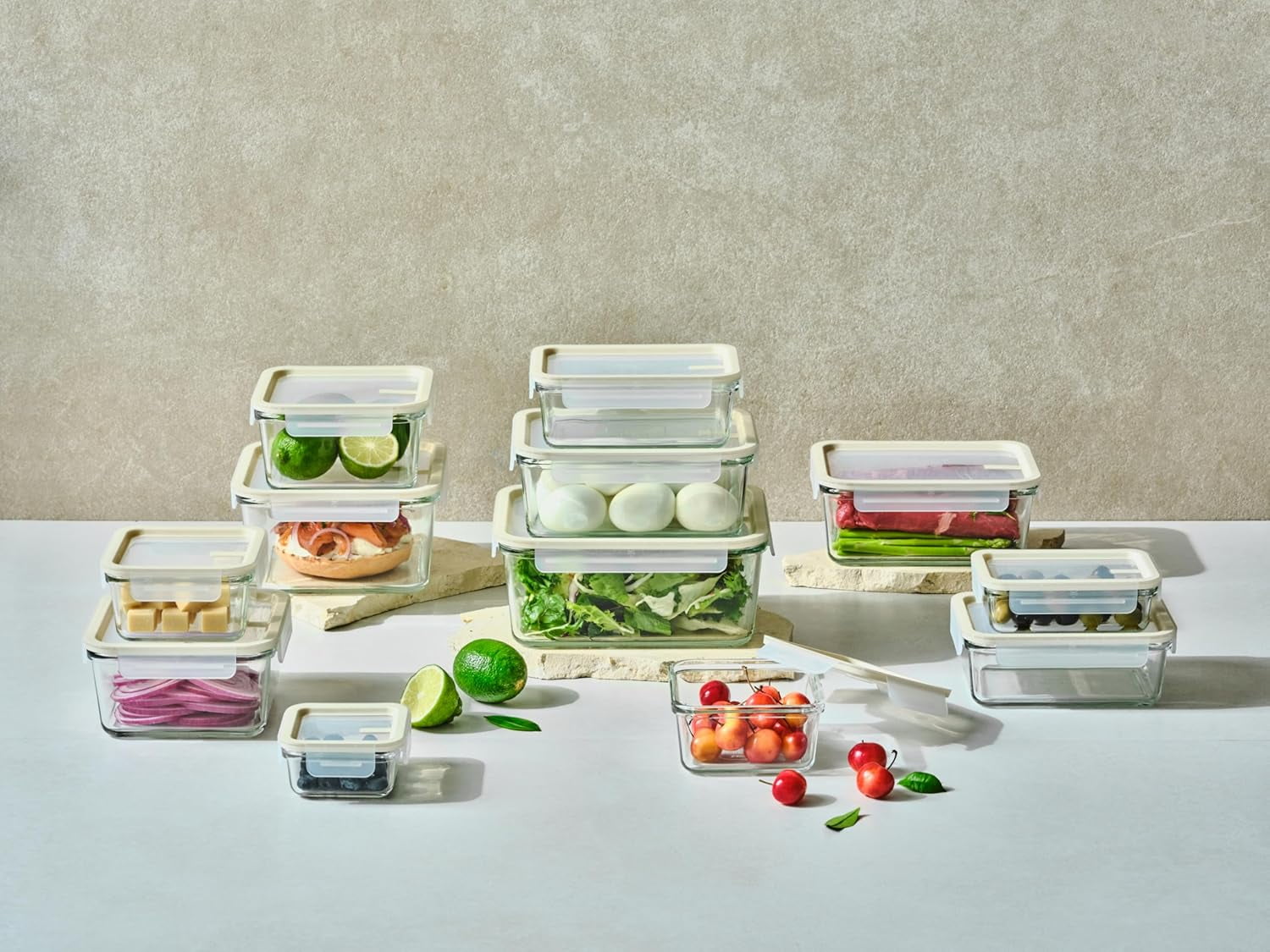 Sens 24Pcs Glass Food Storage Set – Airtight & Leakproof, Microwave ...