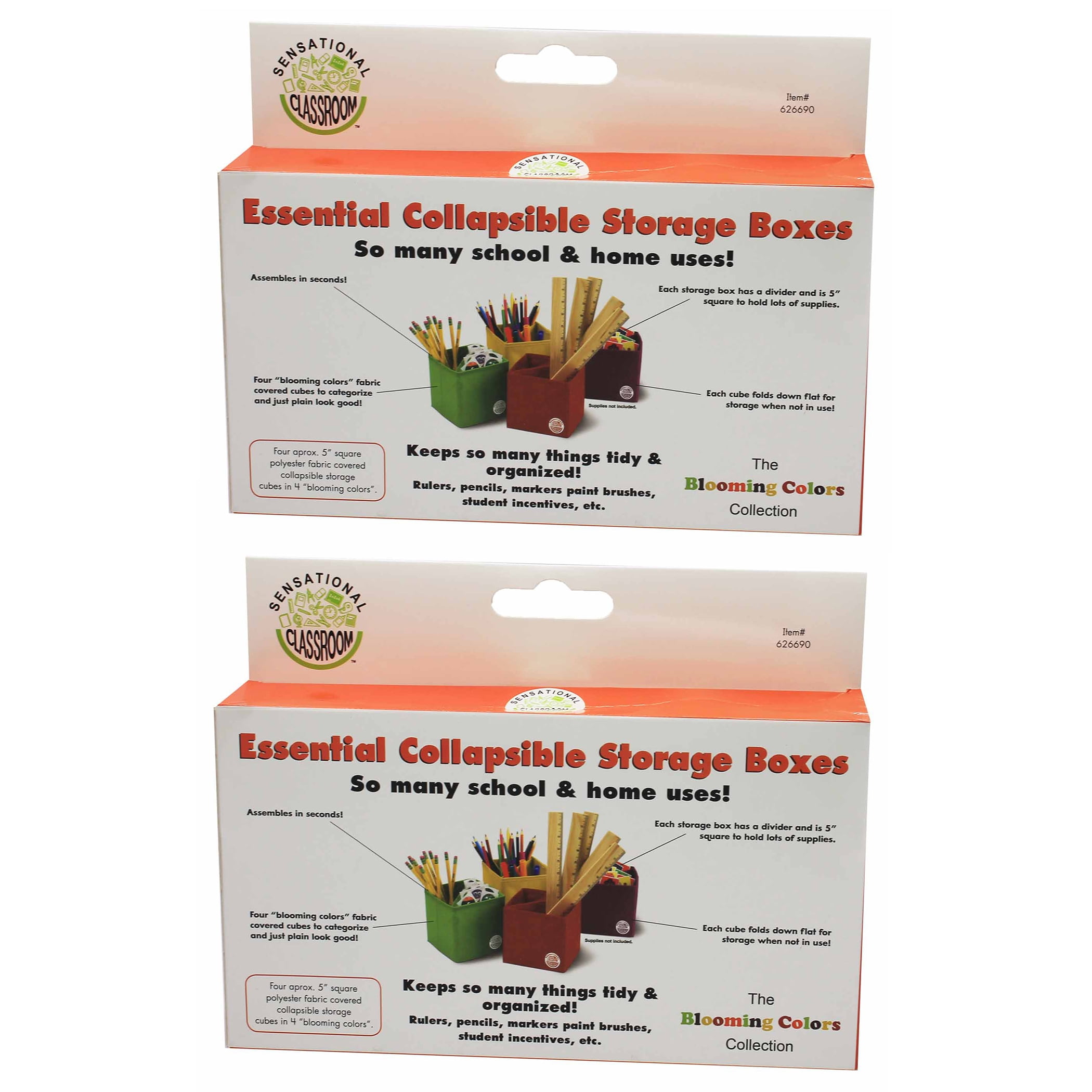 Sensational Classroom Essential Collapsible Storage Boxes, Set of 4, 2 ...