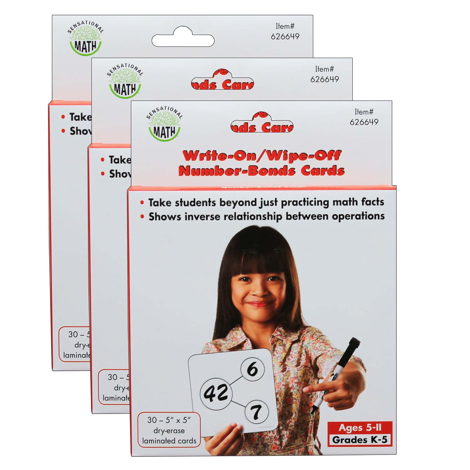 Sensational Math Write-On/Wipe-Off Number-Bonds Cards, 30 Per Pack, 3 ...