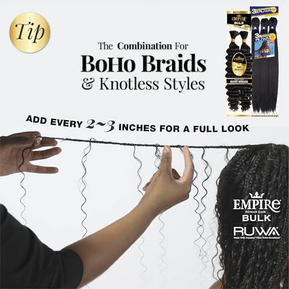 Sensationnel Empire bulk braiding – deep human hair braids for knotless boho box or curly loose ...