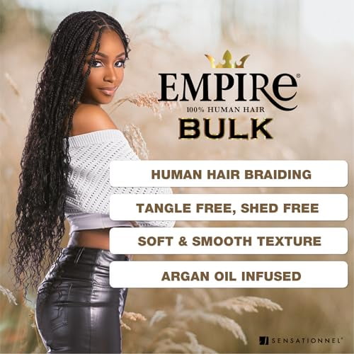 Sensationnel Empire bulk braiding – water wave 22 inch human hair braids for knotless boho box ...