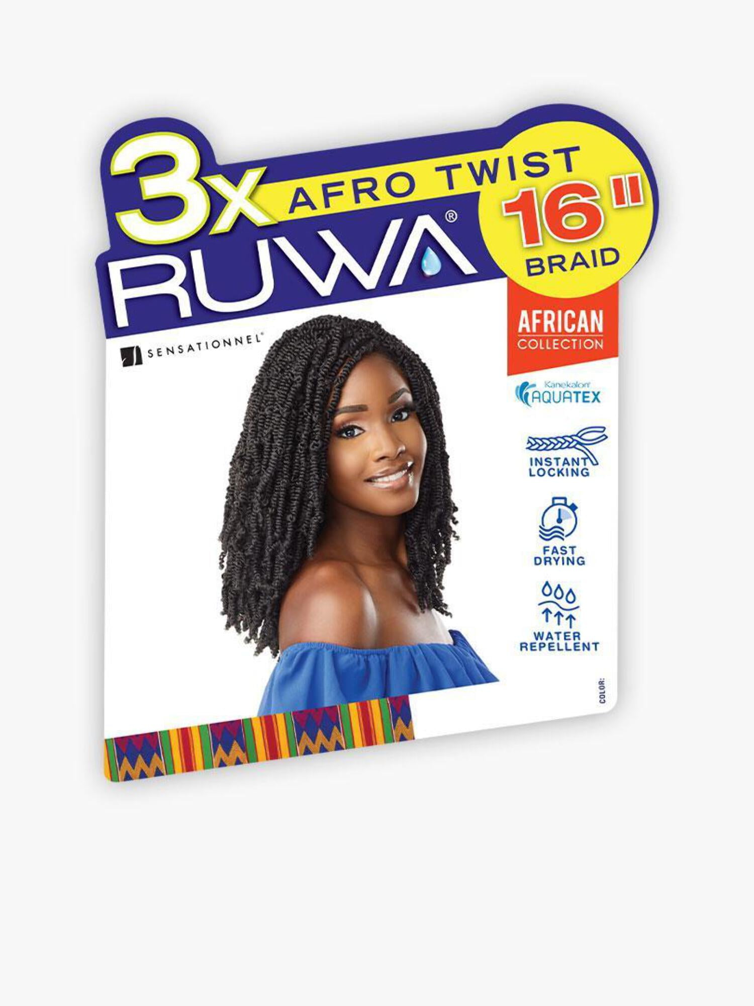 SENSATIONNEL RUWA SB 3X AFRO TWIST 16 BRAID CROCHET HAIR FLAME ...