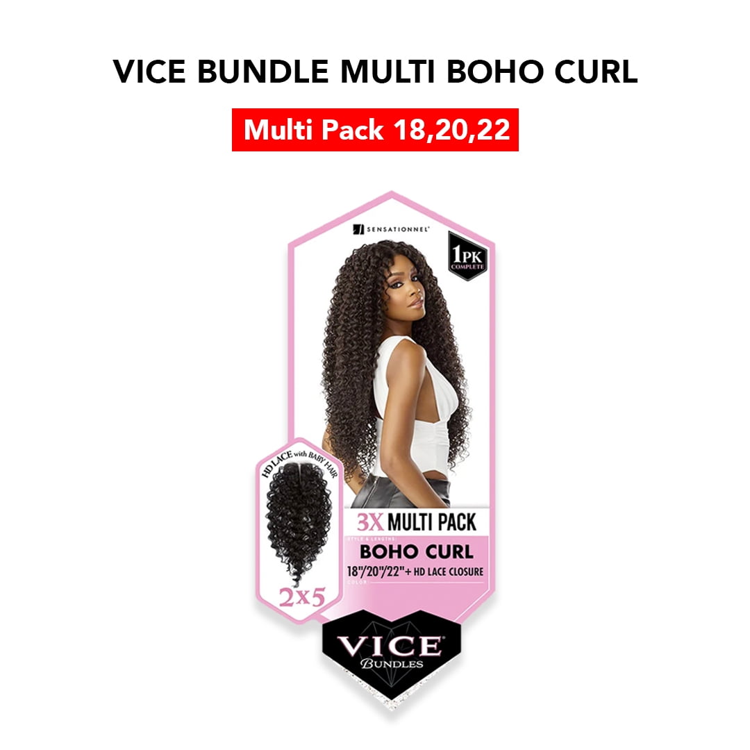 Sensationnel Vice Bundles 3X Multi Bundle Weaving Premium Hair with 2x5 ...