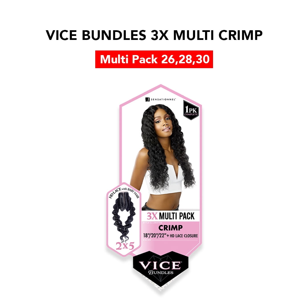 Sensationnel Vice Bundles 3X Multi Bundle Weaving Premium Hair with 2x5 ...