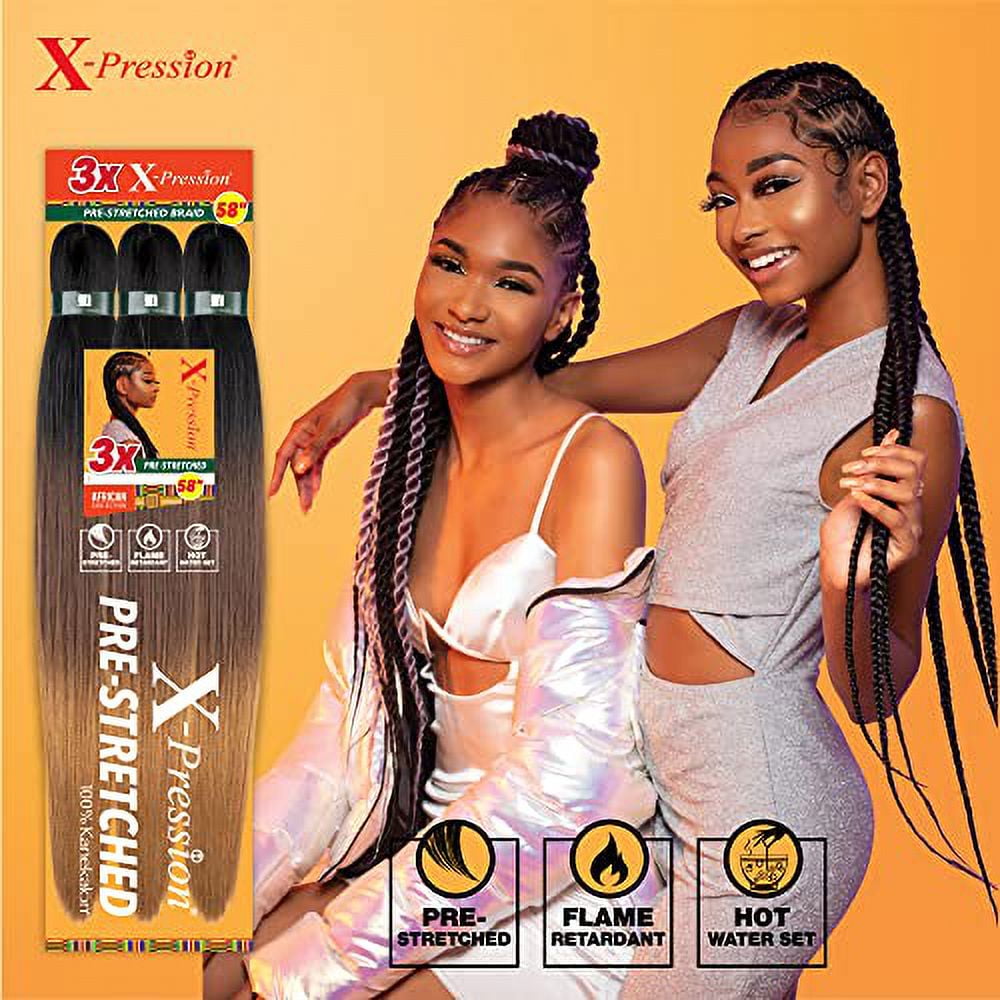 Sensationnel Xpression prestretched braiding hair - 3x xpression 58-inch kanekalon flame ...