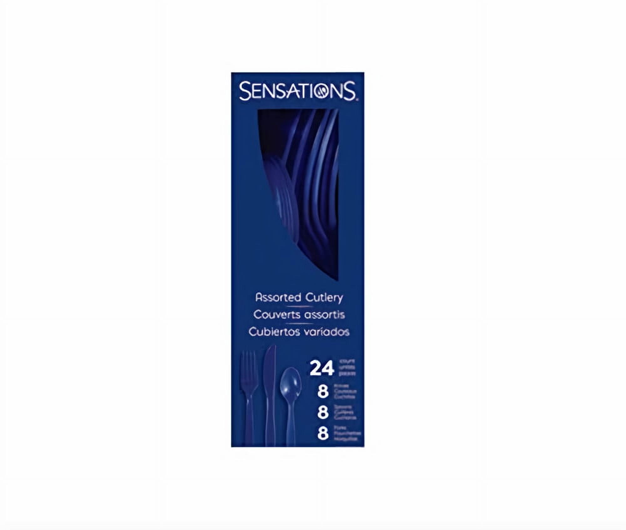 Sensations Assorted Boxed Navy Blue Plastic Cutlery (Pack of 5 ...