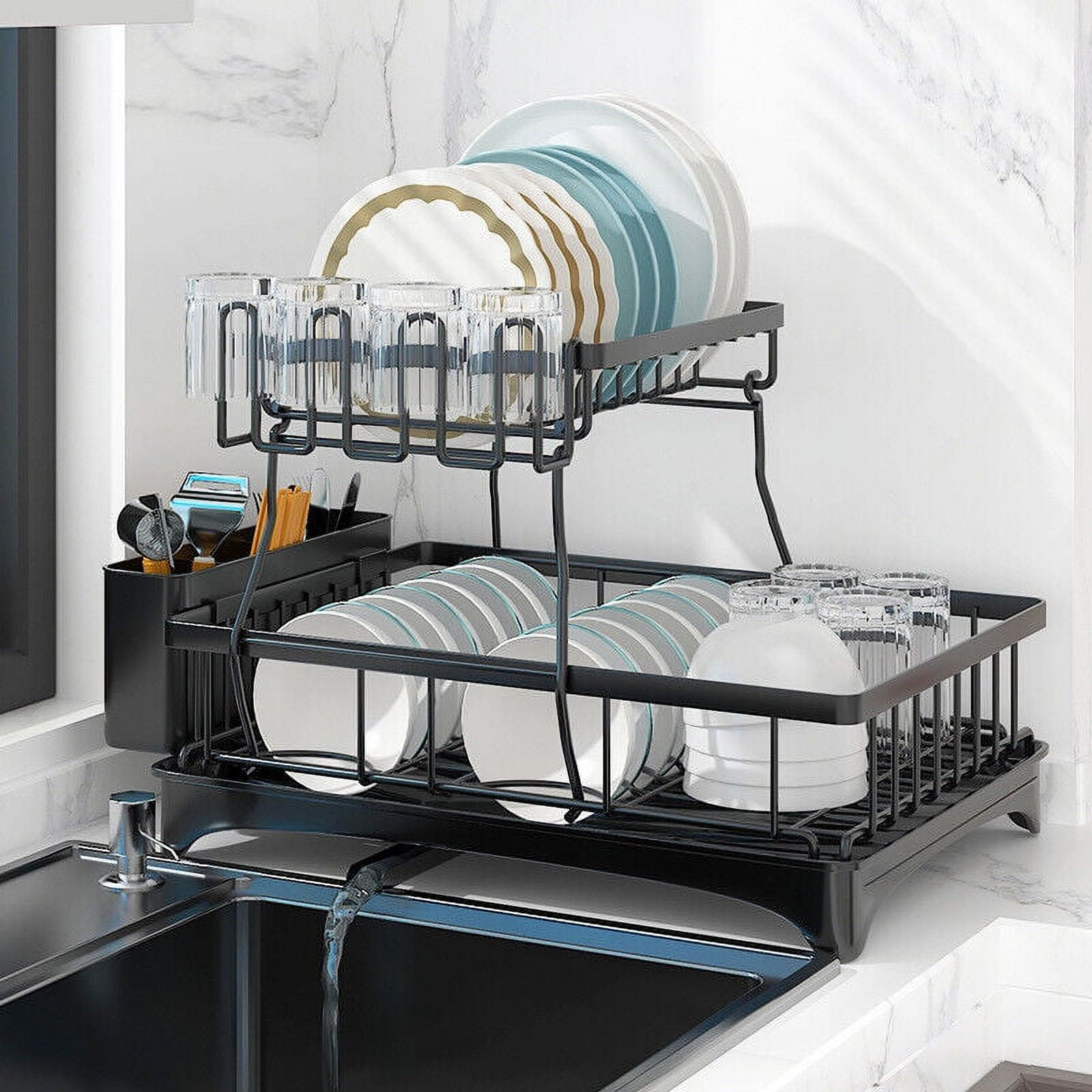 Sensch 2 Tier Dish Rack for Kitchen Counter, Stainless Steel Drying ...