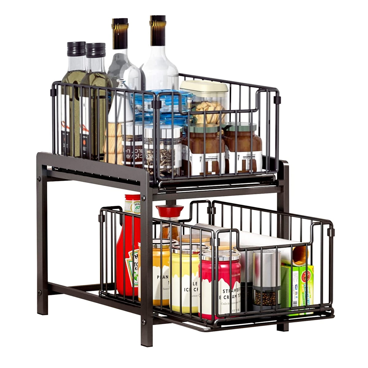 Sensch Under Sink Organizers 2-Tier Spice Rack Cabinet Organizer with ...