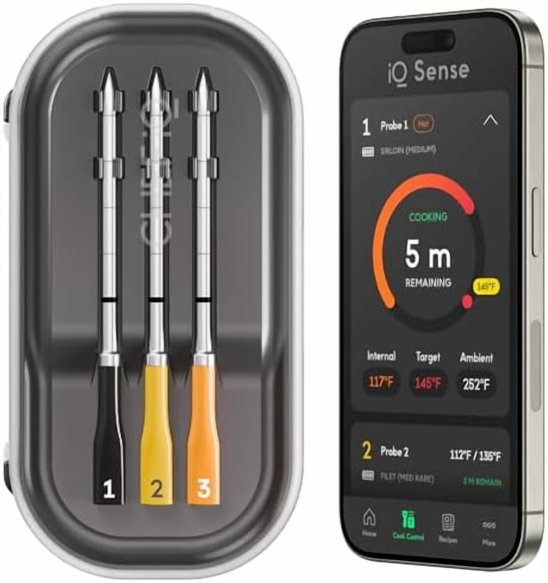 Sense | Meat | 3 -Thin Probes | WiFi Unlimited Range | 1000?F Heat Safe ...