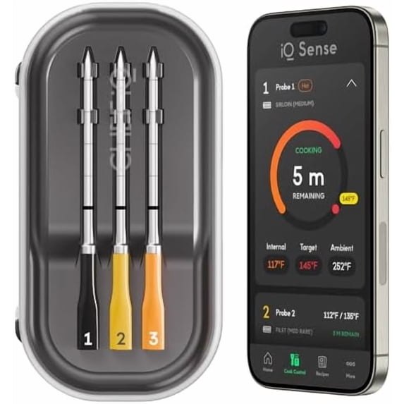 Sense | Meat | 3 -Thin Probes | WiFi Unlimited Range | 1000?F Heat Safe ...
