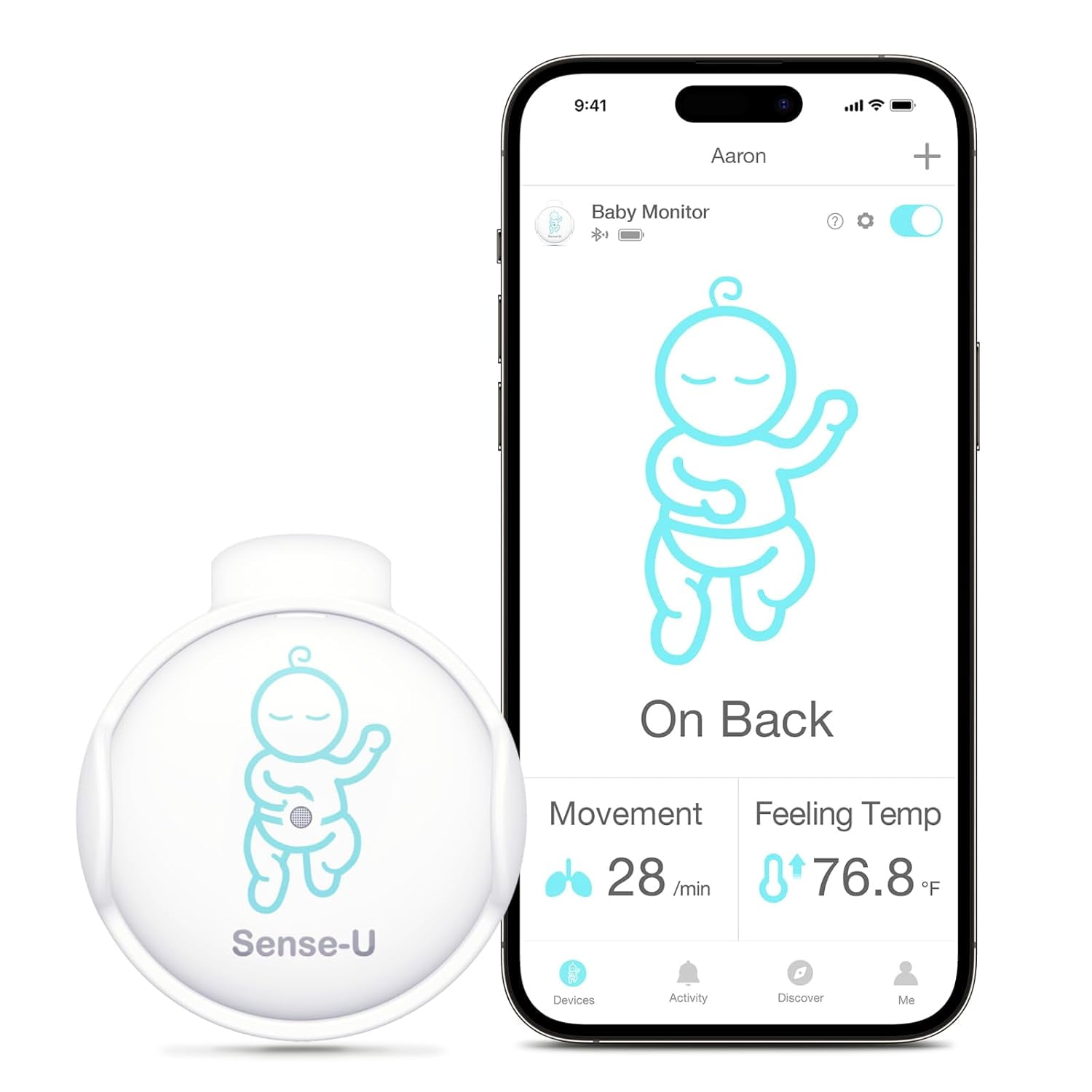 Sense-U Smart Baby Abdominal Movement Monitor - Tracks Baby's Abdominal ...