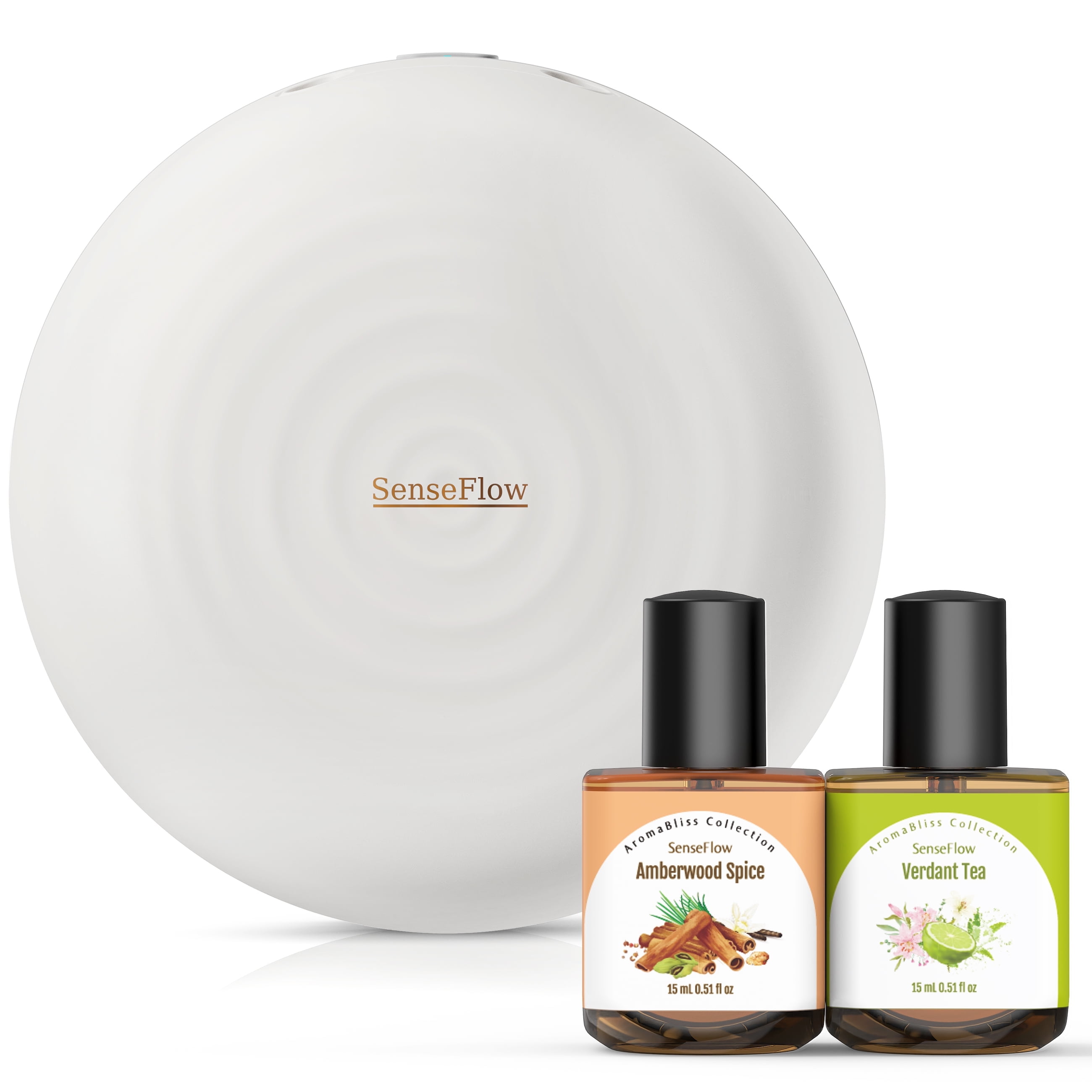 SenseFlow Fragrance Diffuser with SenseFlow Amberwood Spice Oil , SenseFlow Verdant Tea Oil ...