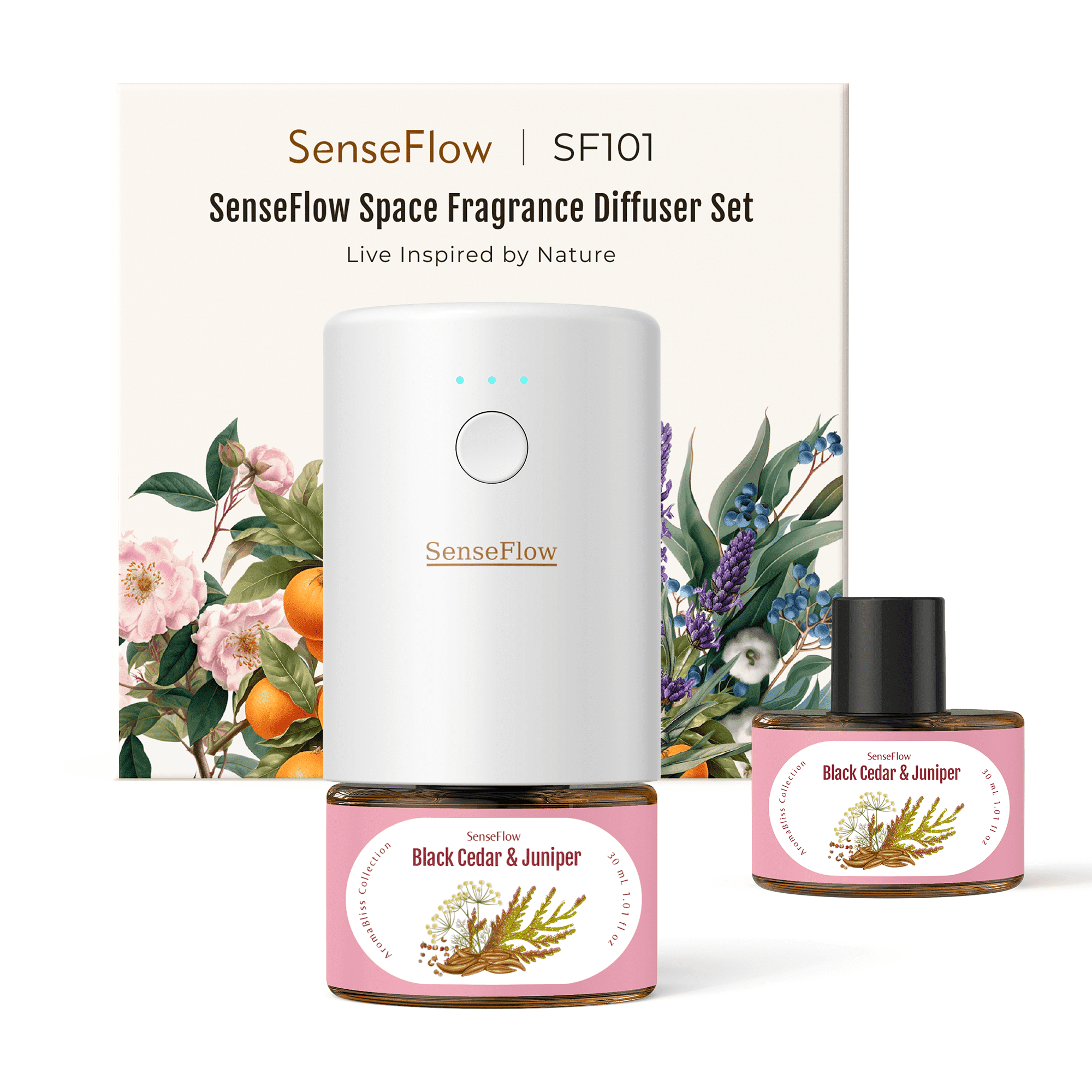 SenseFlow Space Fragrance Diffuser SF101 - Adjustable Natural Atomizer Essential Oil Kit with ...