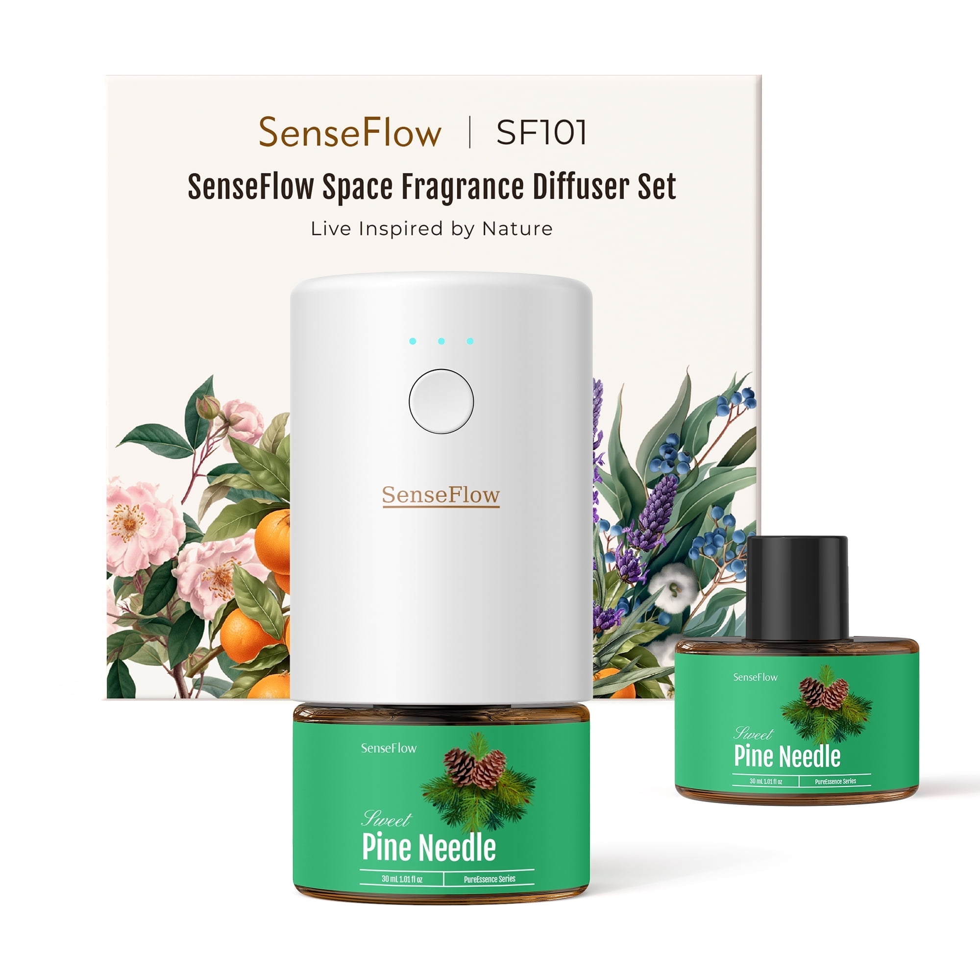 SenseFlow Space Fragrance Diffuser SF101 - Adjustable Natural Atomizer Essential Oil Kit with ...
