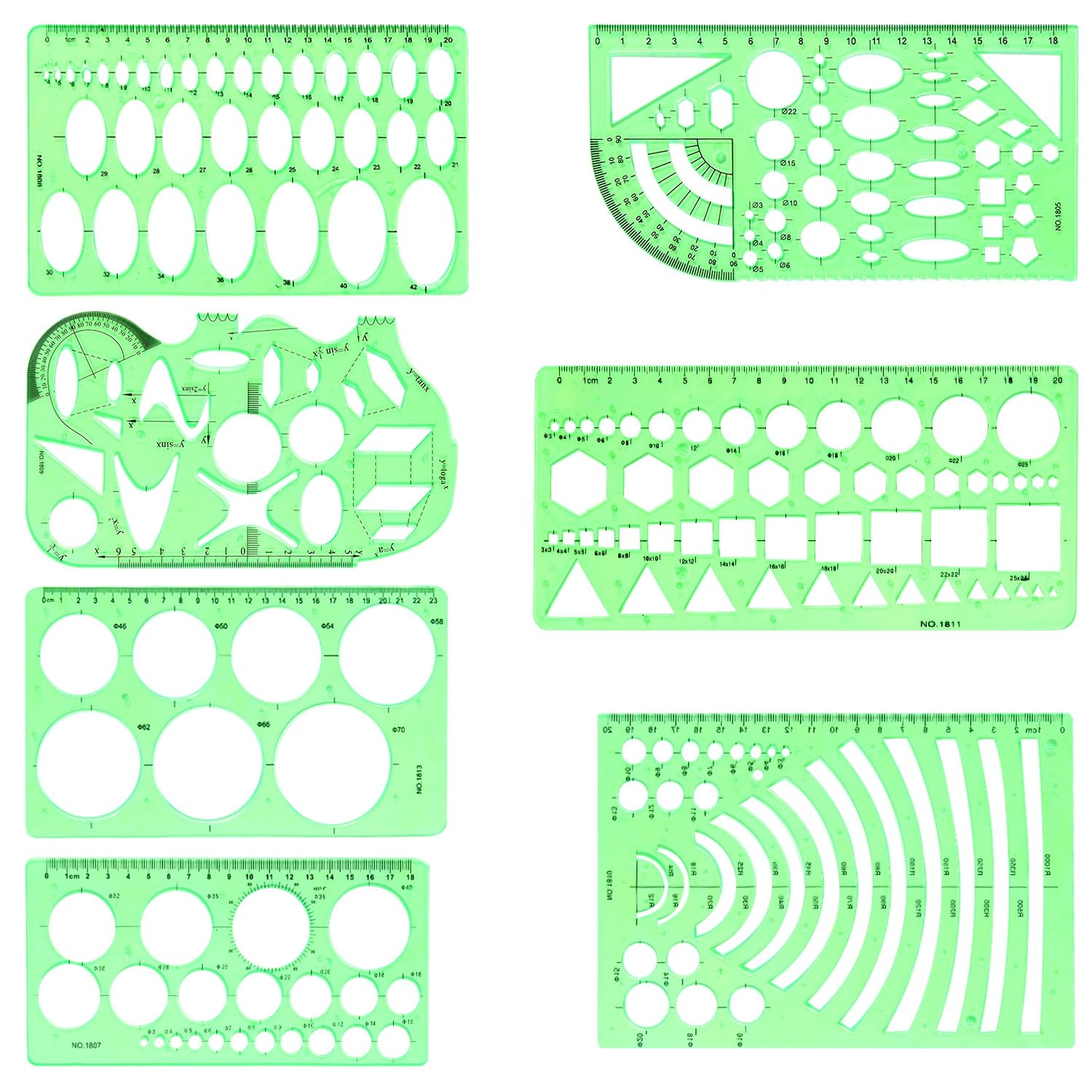 SenseYo 7 Pack Drawings Templates Stencil, Circle Template for ...