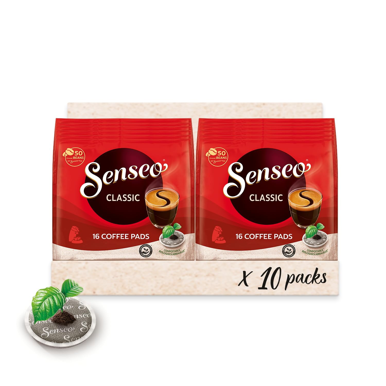 Senseo Single Serve Medium Roast Compostable Coffee Pods, 16ct x 10 ...