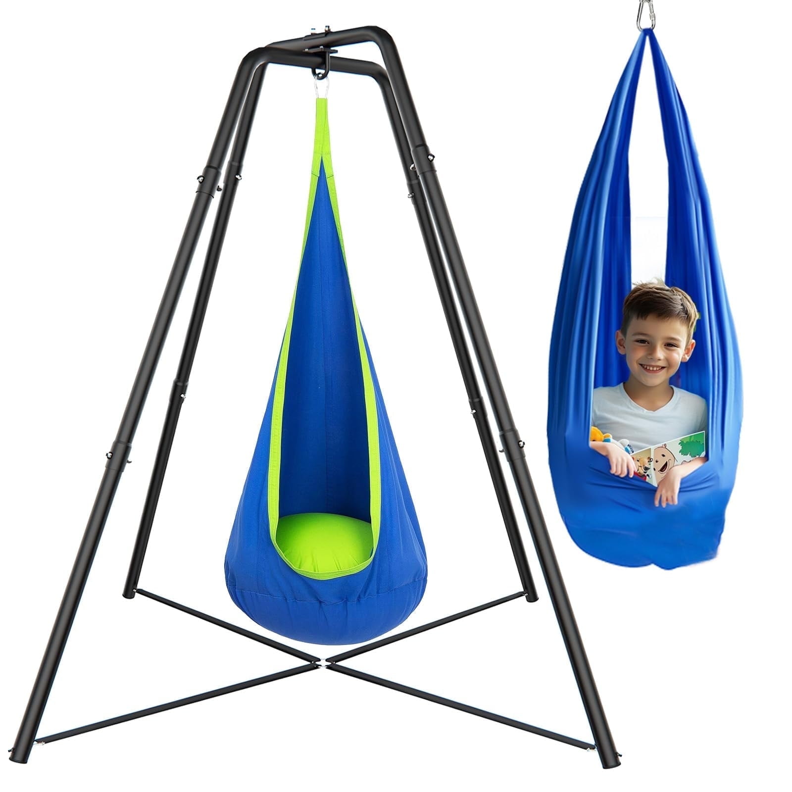 Sensory Swing for Kids&Adults with X-Shaped Stand,350LBS, Indoor and ...