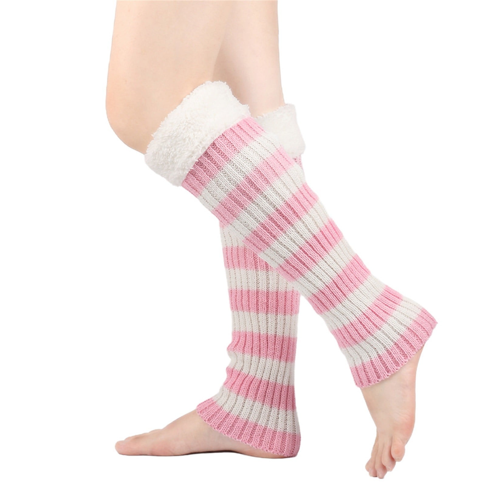 Sensestyle Leg Warmers, Women's Winter Striped Knitted Sock Hairy Warm ...
