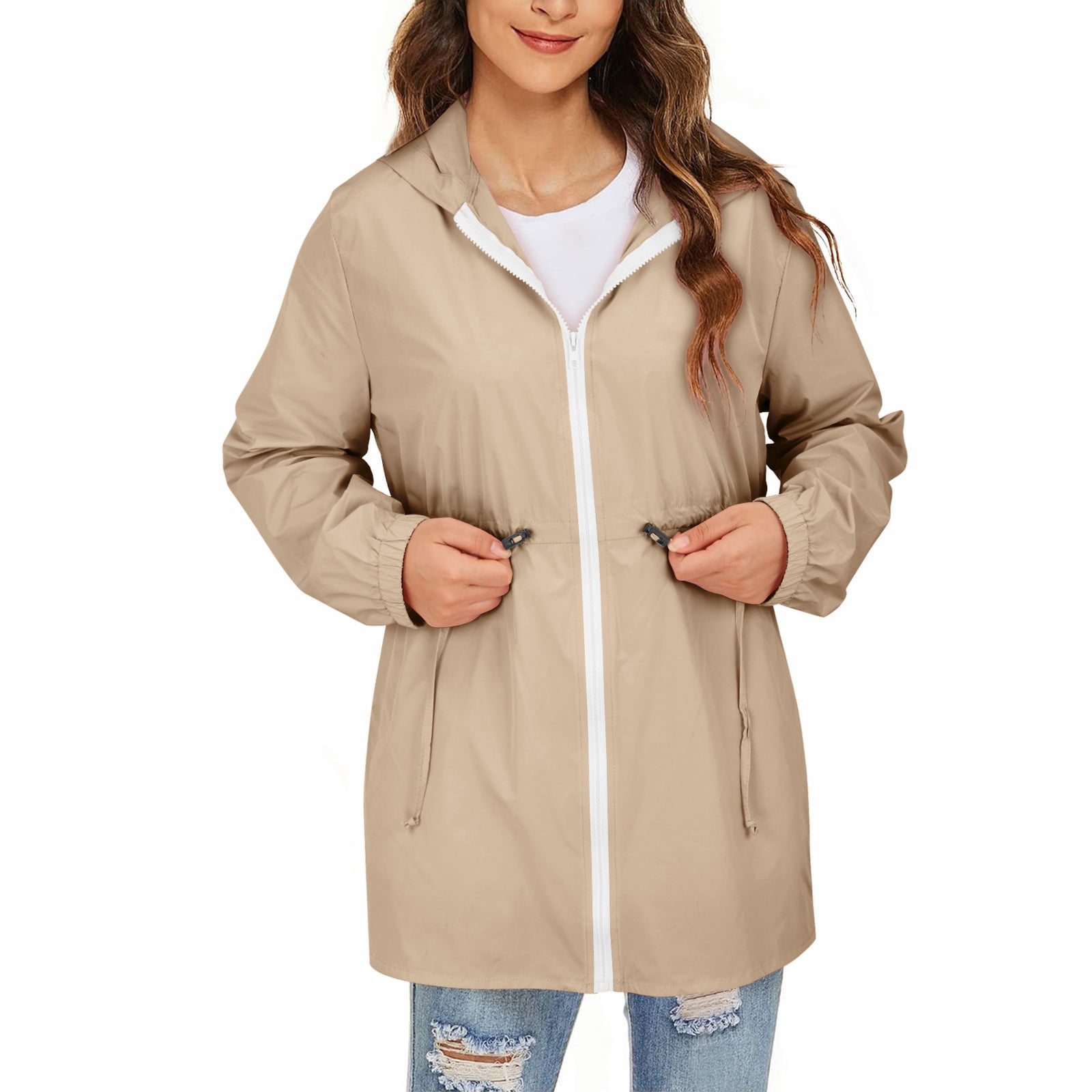 Sensestyle Rain Jacket Women, Female Solid Color Hooded Sun Clothing ...