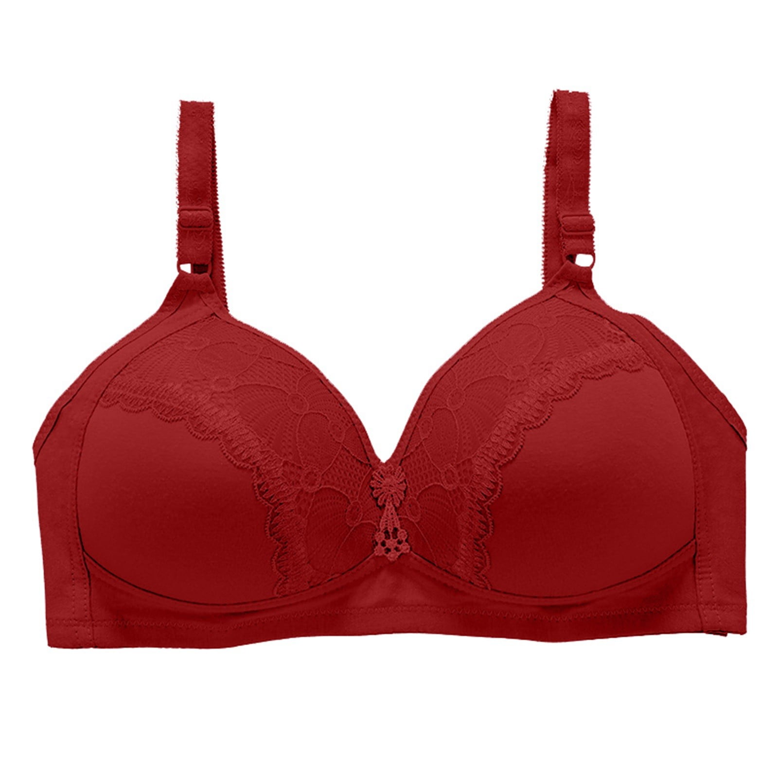 Sensestyle Womens Bras Lace Rimless Bra Thin Cup Adjustable Oversized Bras for Women Red D ...