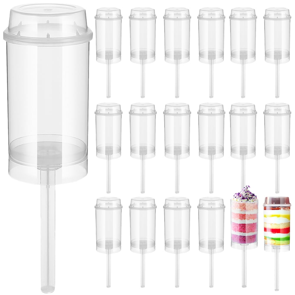 Sensethe 30pcs Clear Plastic Cake Push Pops with Lids and Sticks for ...