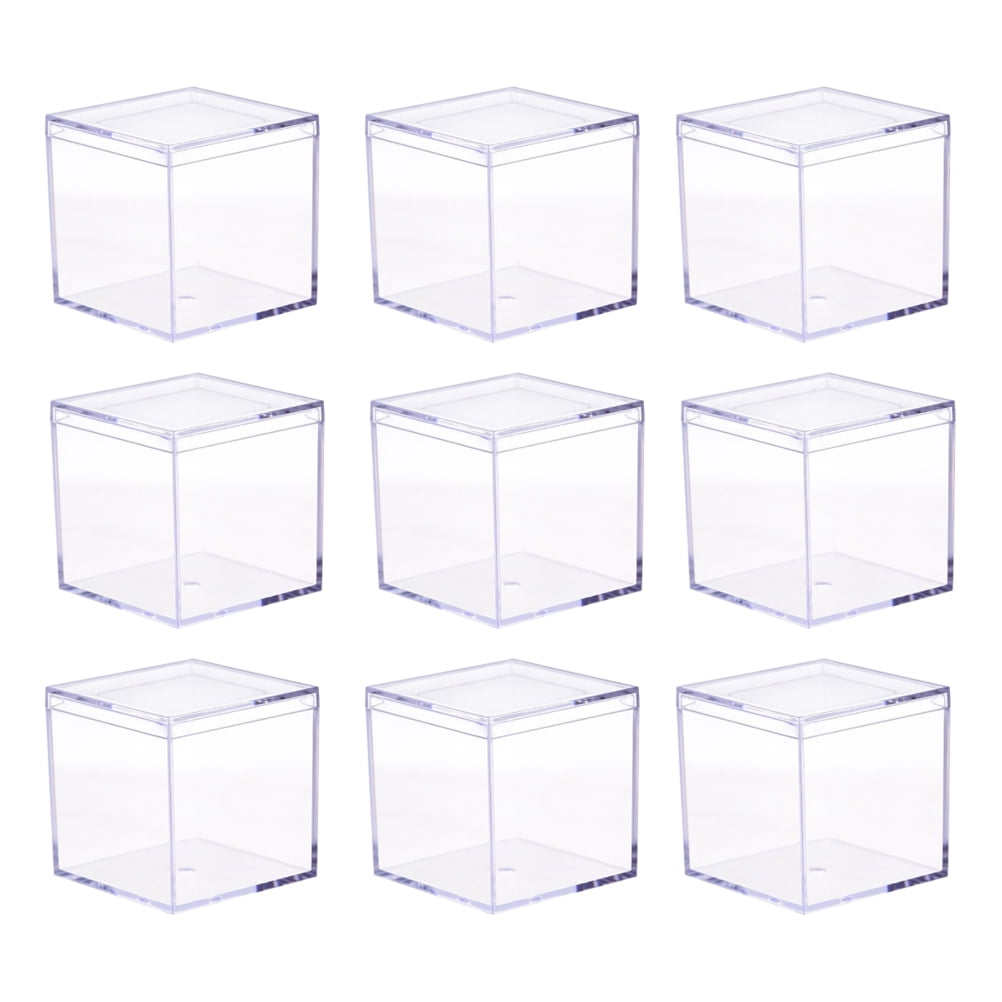 Sensethe 9Pcs 6cm Clear Acrylic Square Boxes with Lid for Jewelry ...