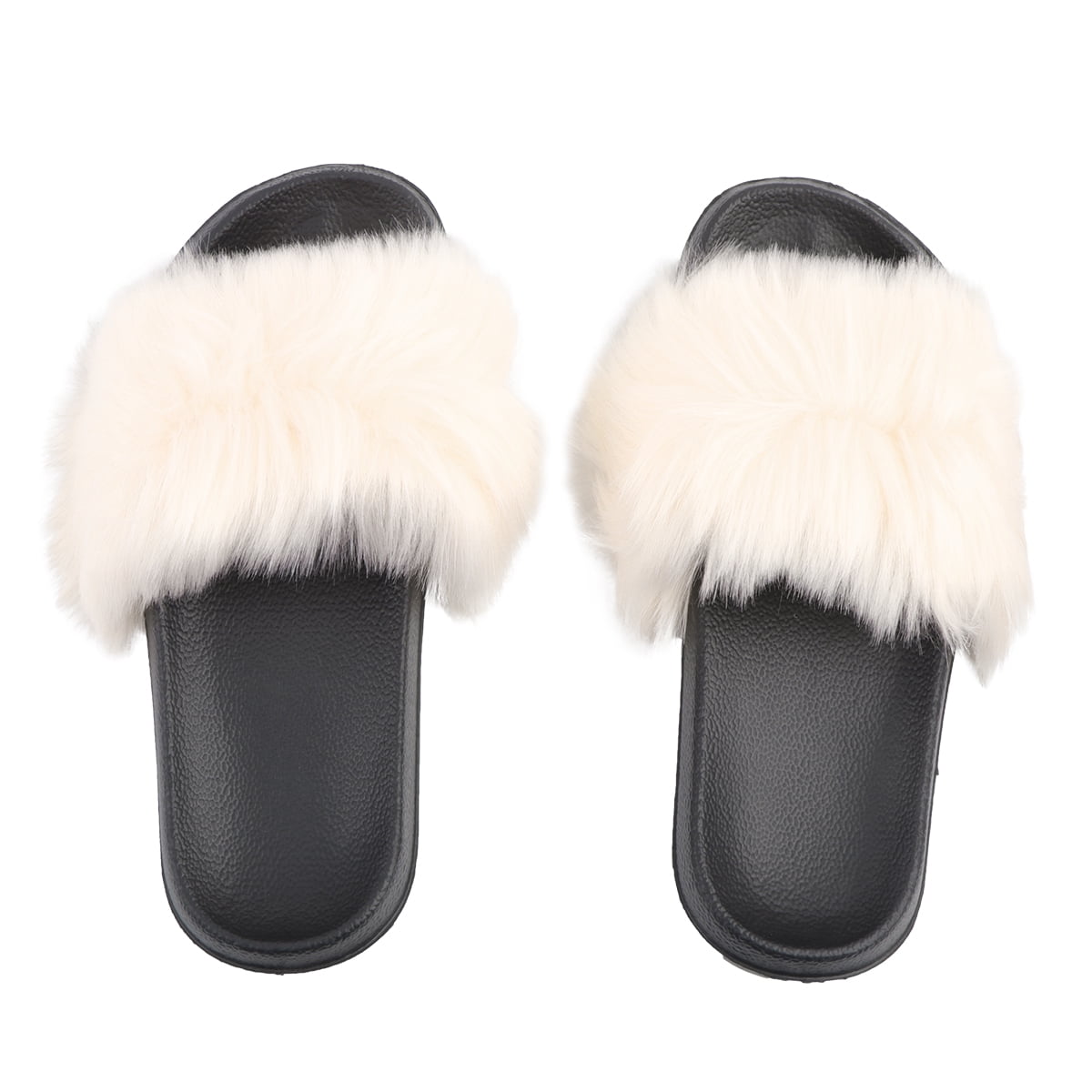 Sensethe Happyyami Slippers Fuzzy Slide Shoes Open Toe Cotton Fluffy ...