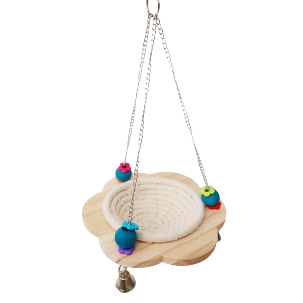 Sensethe Parrot Swing Wooden Hammock Perch, Bird Cage Hanging Rope Nest ...