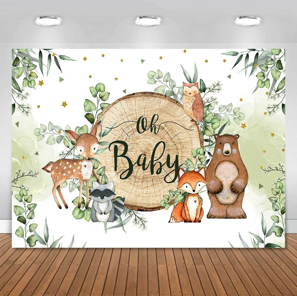 Sensfun Woodland Baby Shower Backdrop Oh Baby Woodland Creatures Forest ...