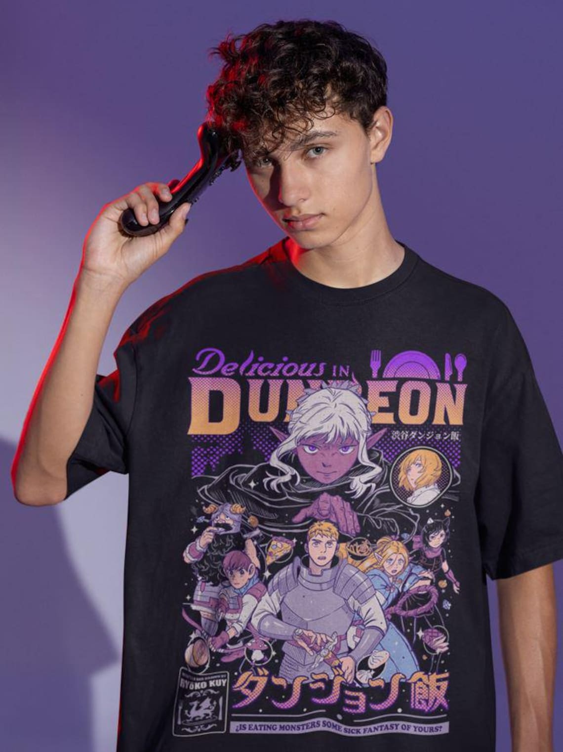 Senshi Dungeon Meshi Manga Anime Shirt,Red color,size L - Walmart.com