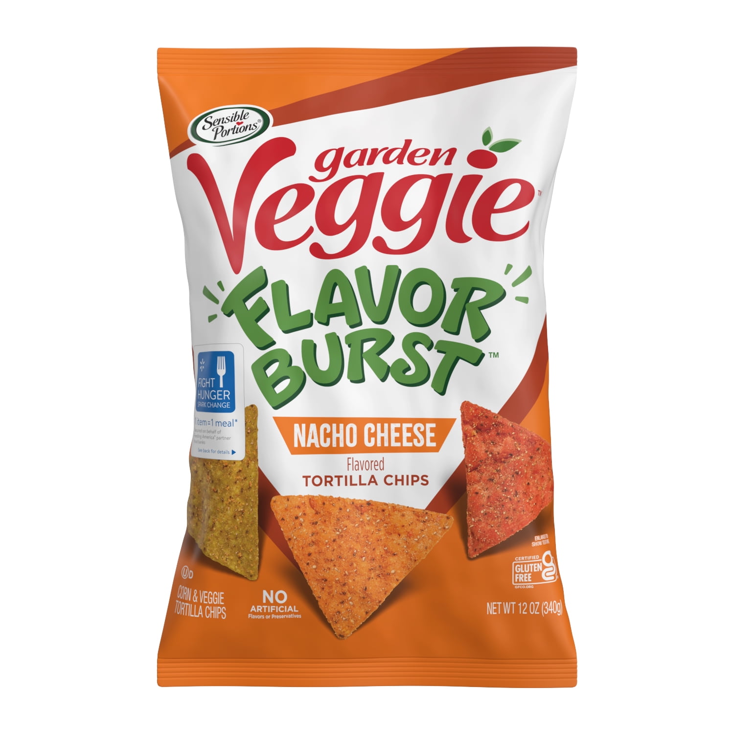 Sensible Portions Nacho Cheese Flavor Burst Veggie Tortilla Chips, 12 ...