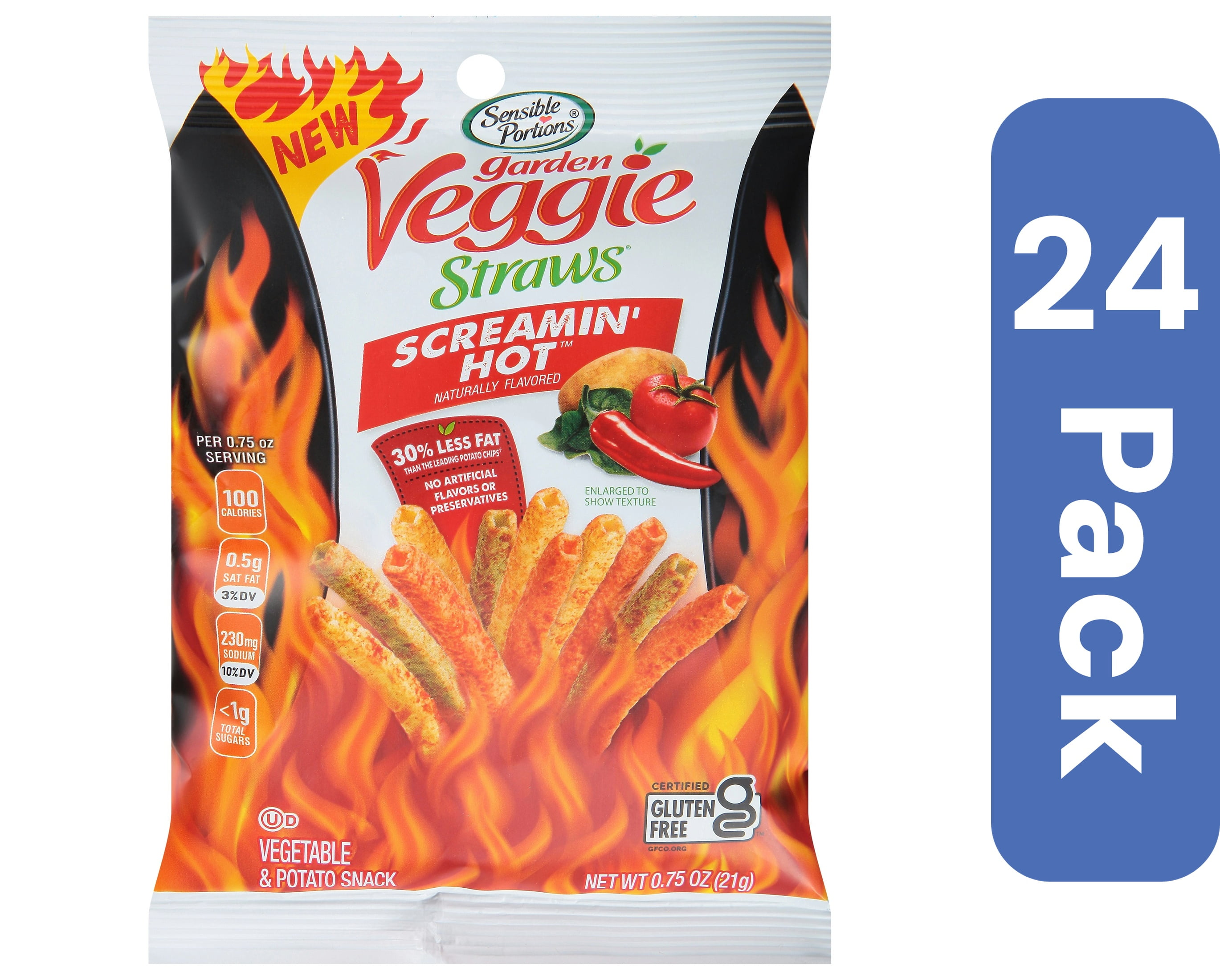 Sensible Portions Garden Veggie Straws Hot 0.75 oz (Pack Of 24 ...