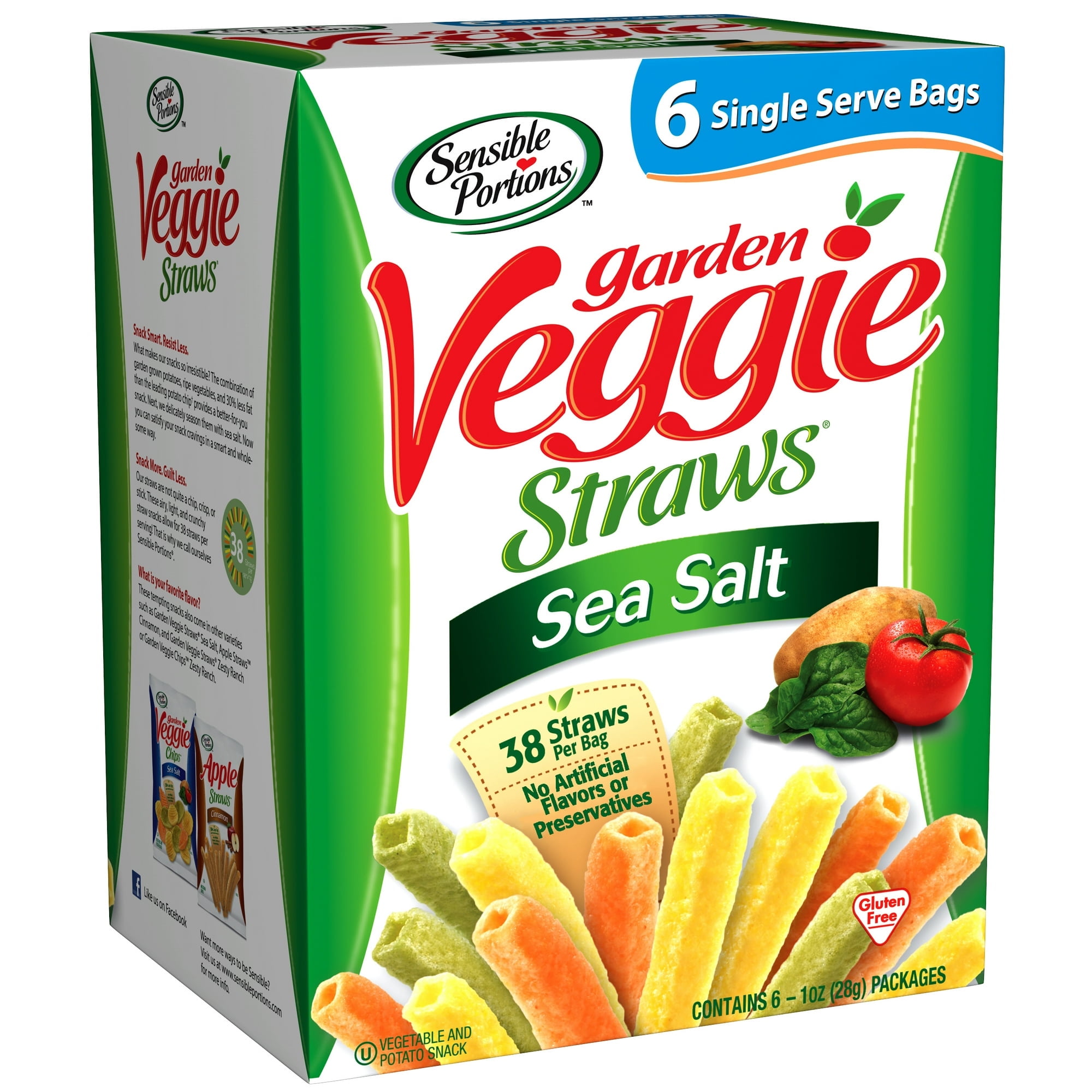 Sensible Portions Garden Veggie Straws Sea Salt -6 Packs Pack of 2 ...
