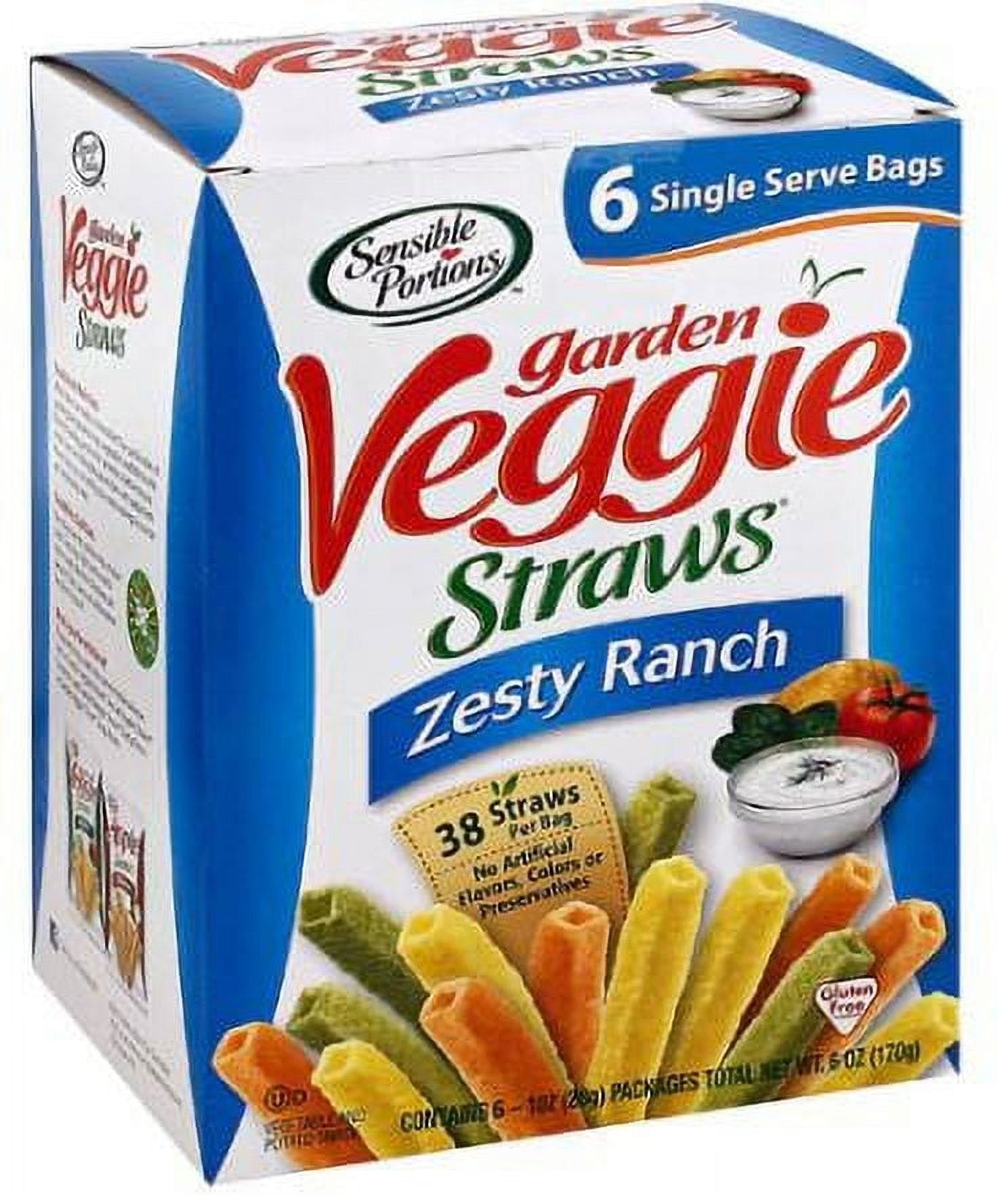Sensible Portions Garden Veggie Straws, Zesty Ranch Flavor, 6oz Packs ...
